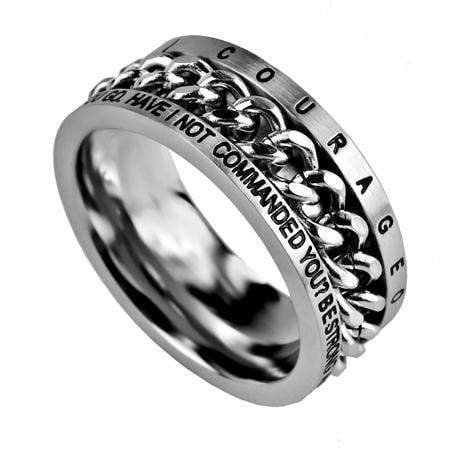 Be Strong And Courageous Men's Chain Ring | Atrio Hill