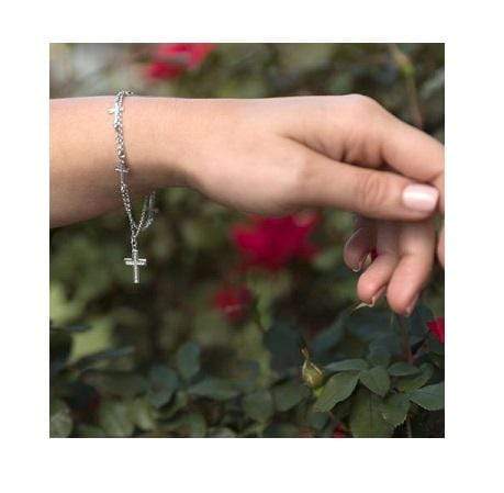 Women's Sterling Silver Cross Charm Bracelet