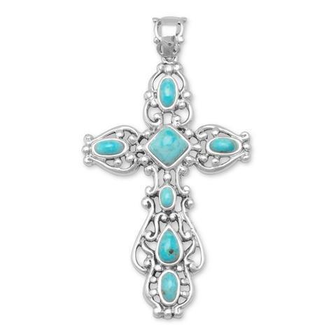 Sterling Silver Turquoise Cross Pendant | Atrio Hill